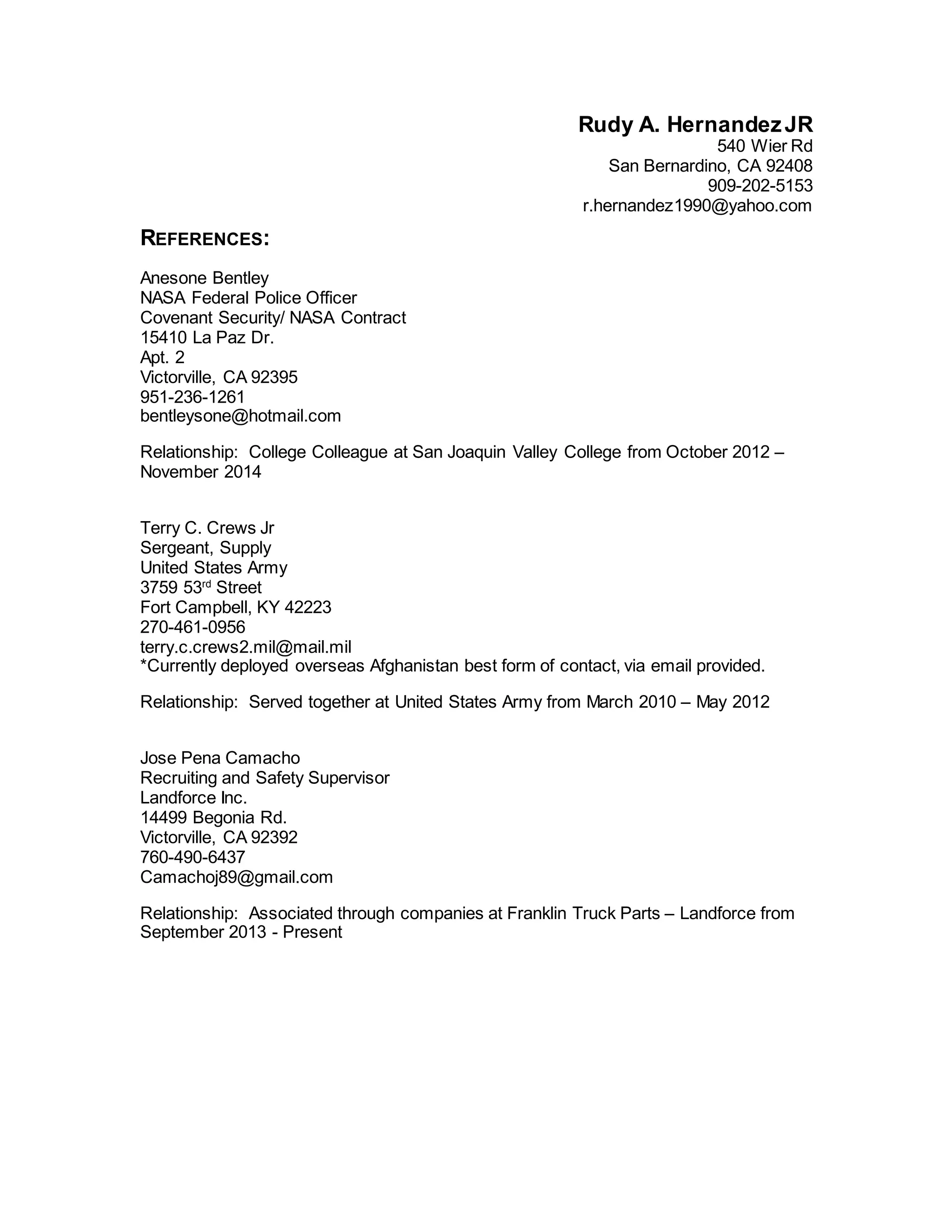 Professional References | DOCX