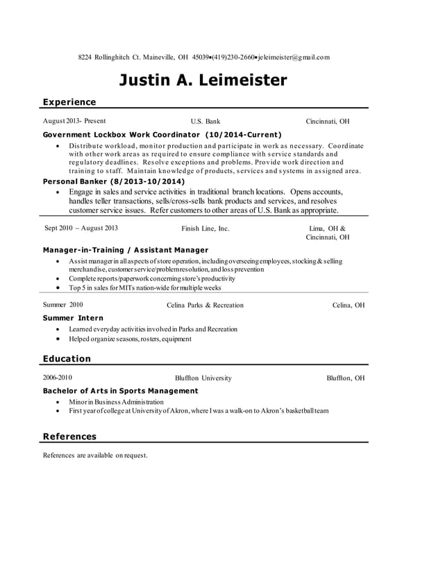 Leimeister, Justin Resume | PDF