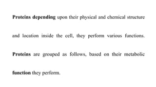 Classification of Proteins on Biological Function | PPTX