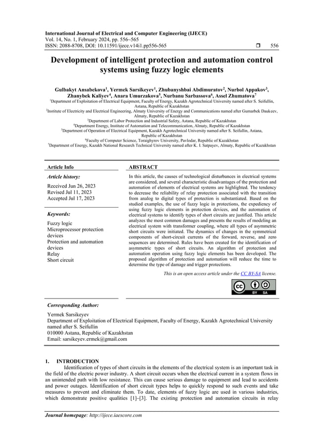 Development of intelligent protection and automation control systems ...