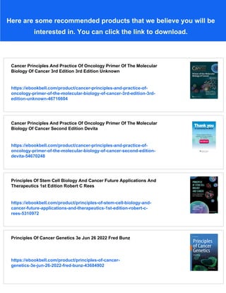 Principles Of Cancer Biology 1st Edition Lewis Kleinsmith | PDF