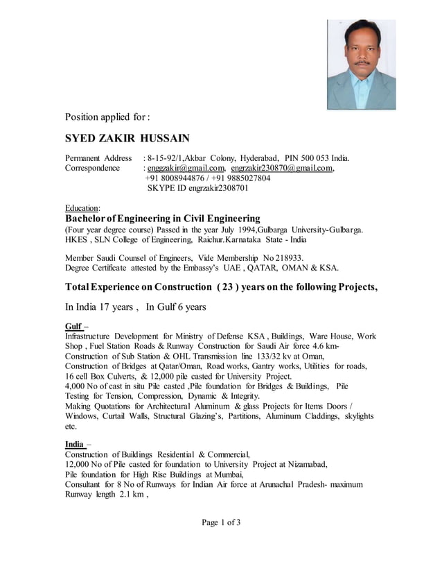 CV Civil Engineer 23 Years Exp | DOCX