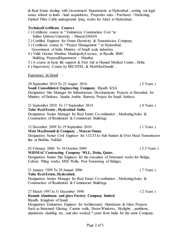 CV Civil Engineer 23 Years Exp | DOCX