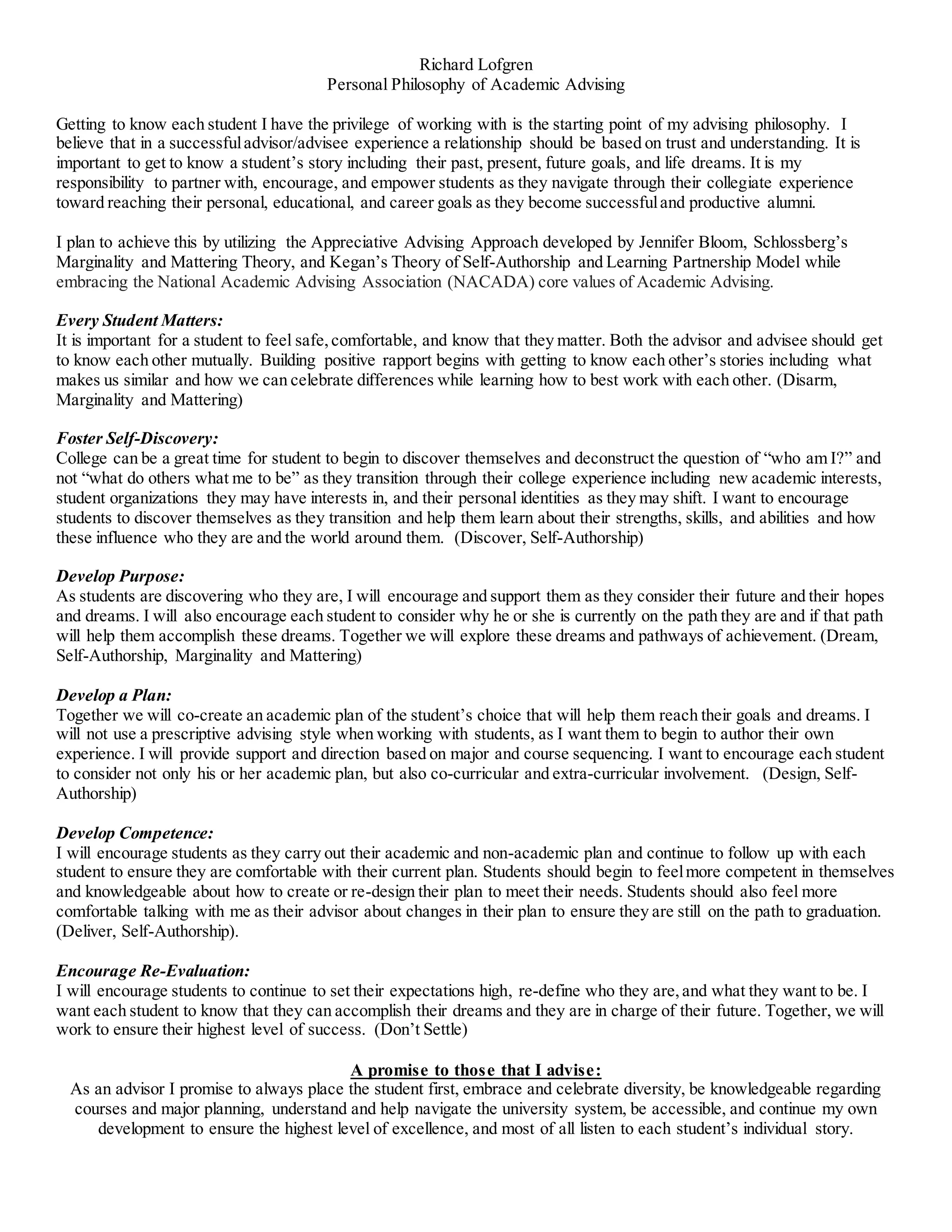 Personal Philosophy of Academic Advising1.2 | DOCX