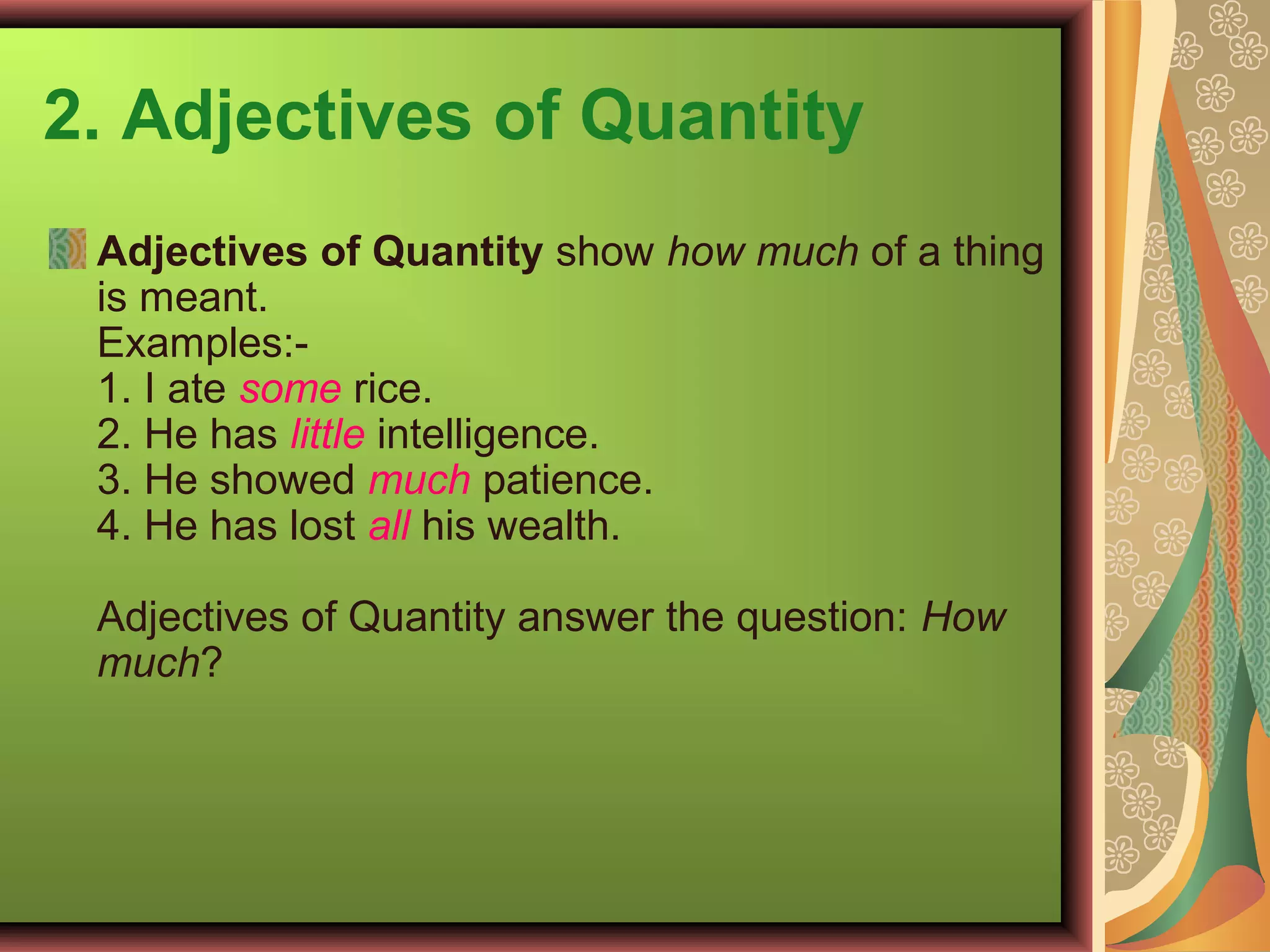 ADJECTIVESSSS | PPT | Food & Drink