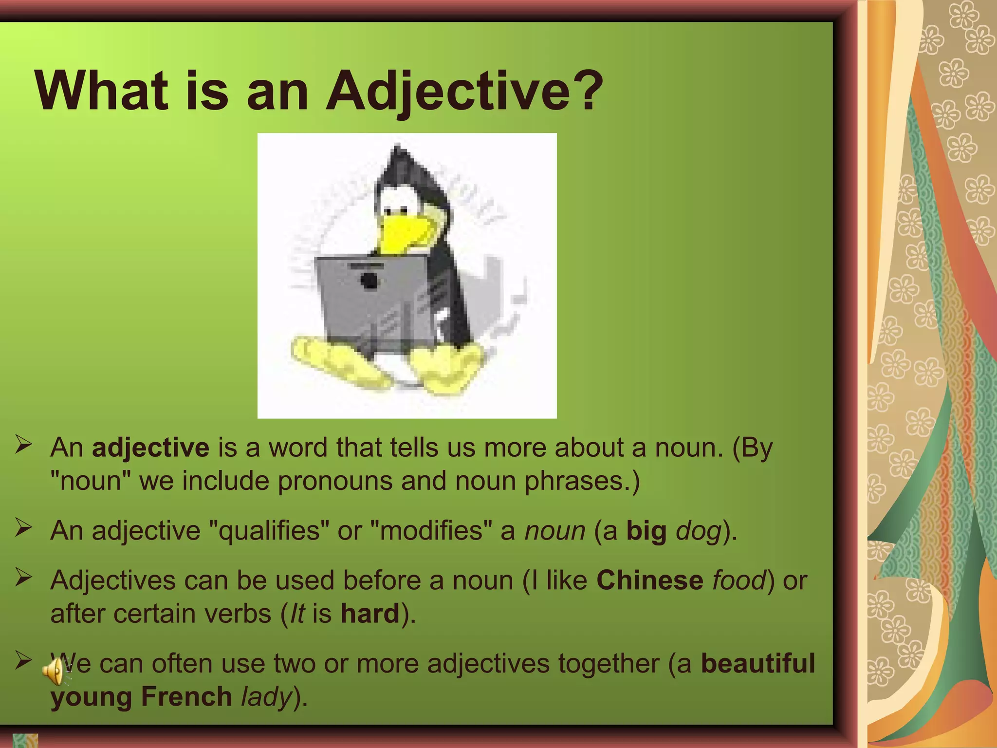 ADJECTIVESSSS | PPT | Food & Drink