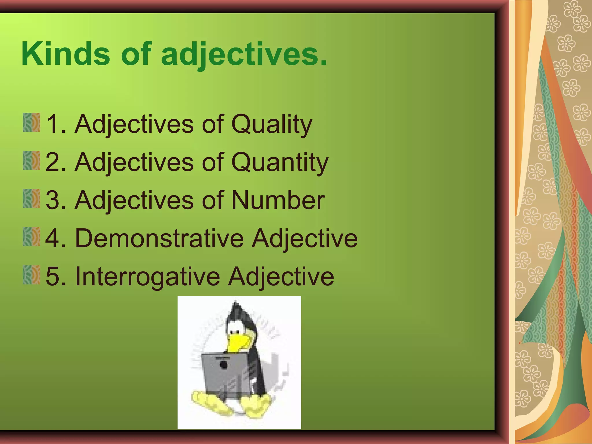 ADJECTIVESSSS | PPT | Food & Drink