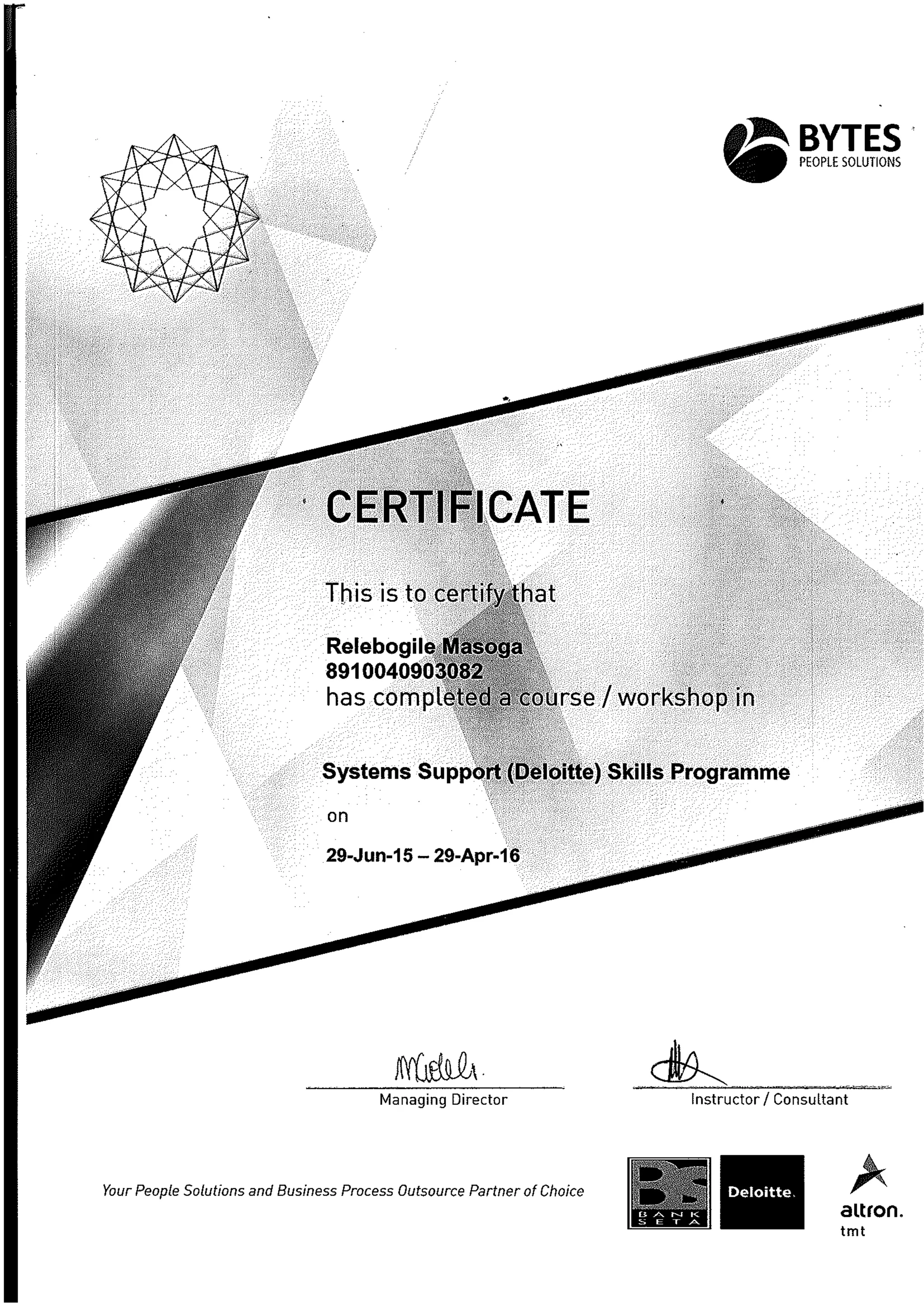 Sytem support certificate | PDF
