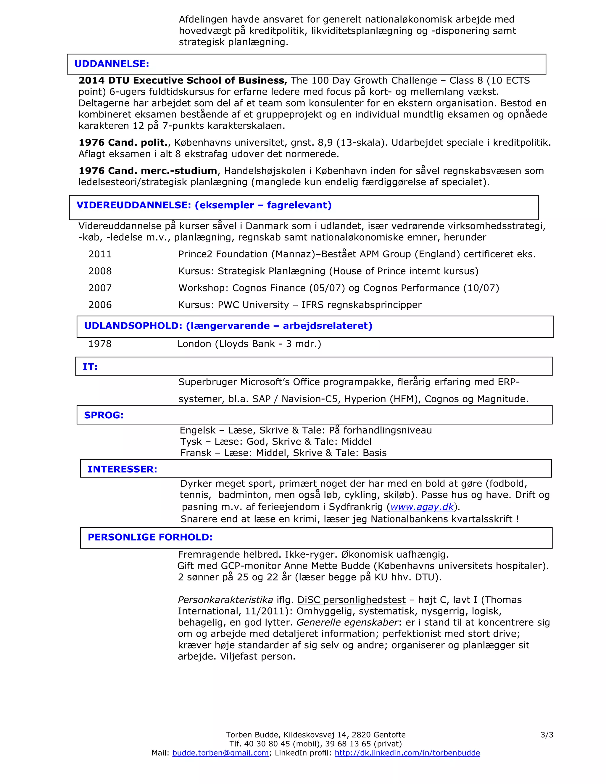 Torben Budde CV 201502 (Dansk) | PDF