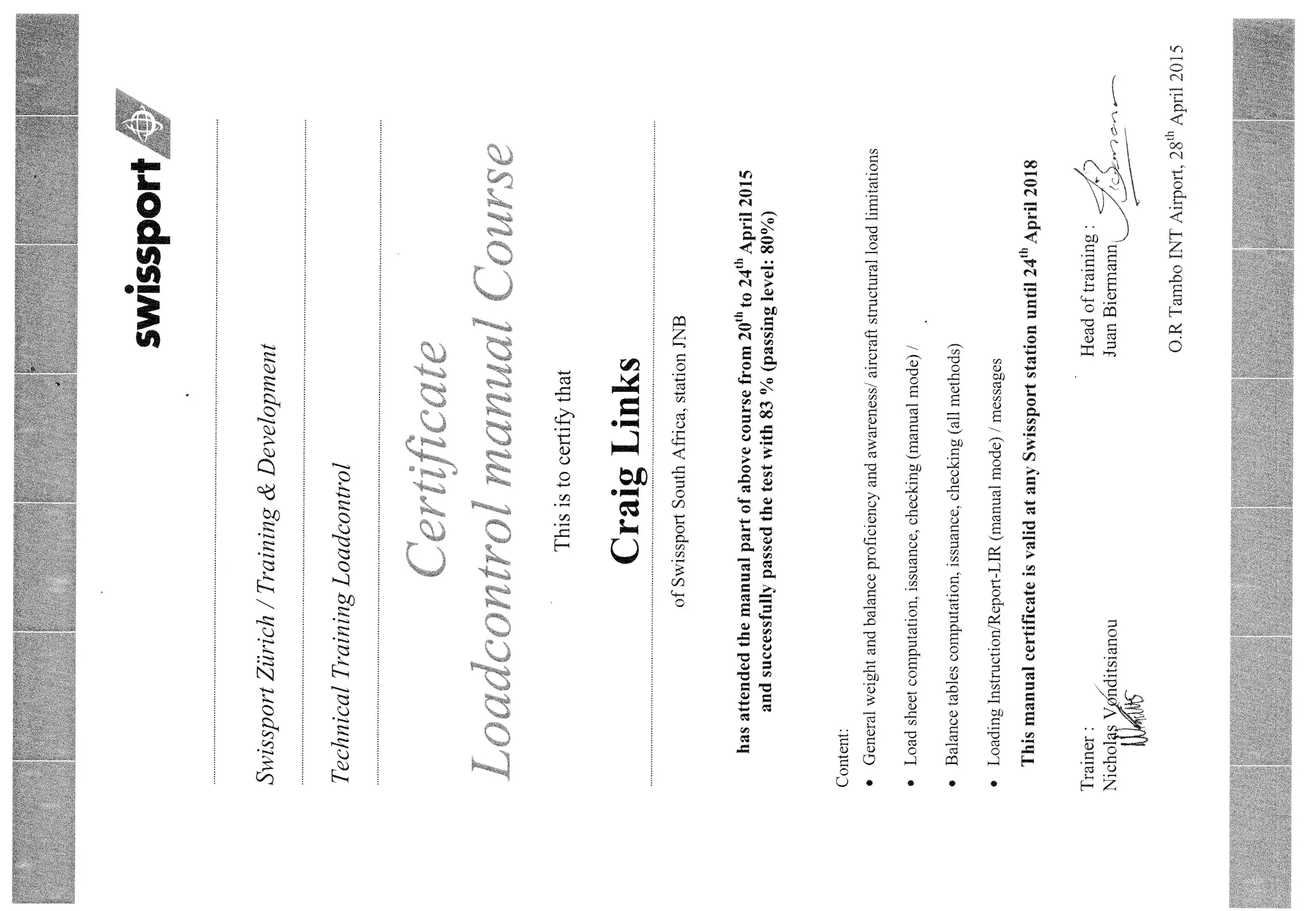 Load Control Certificate | PDF