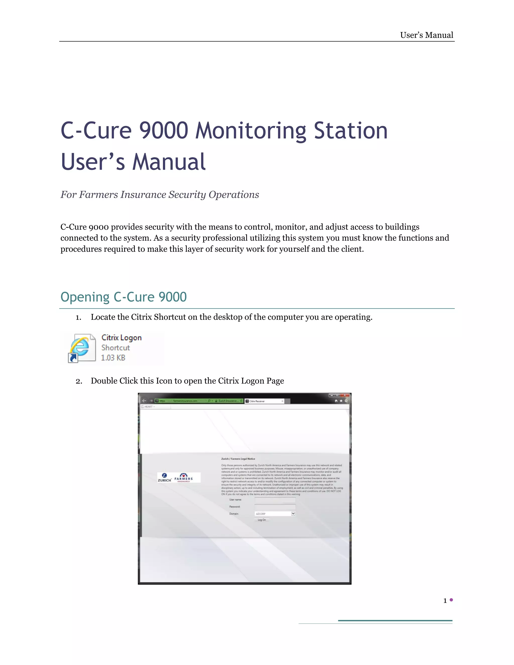 Ccure 9000 Monitoring Station User's Manual | PDF