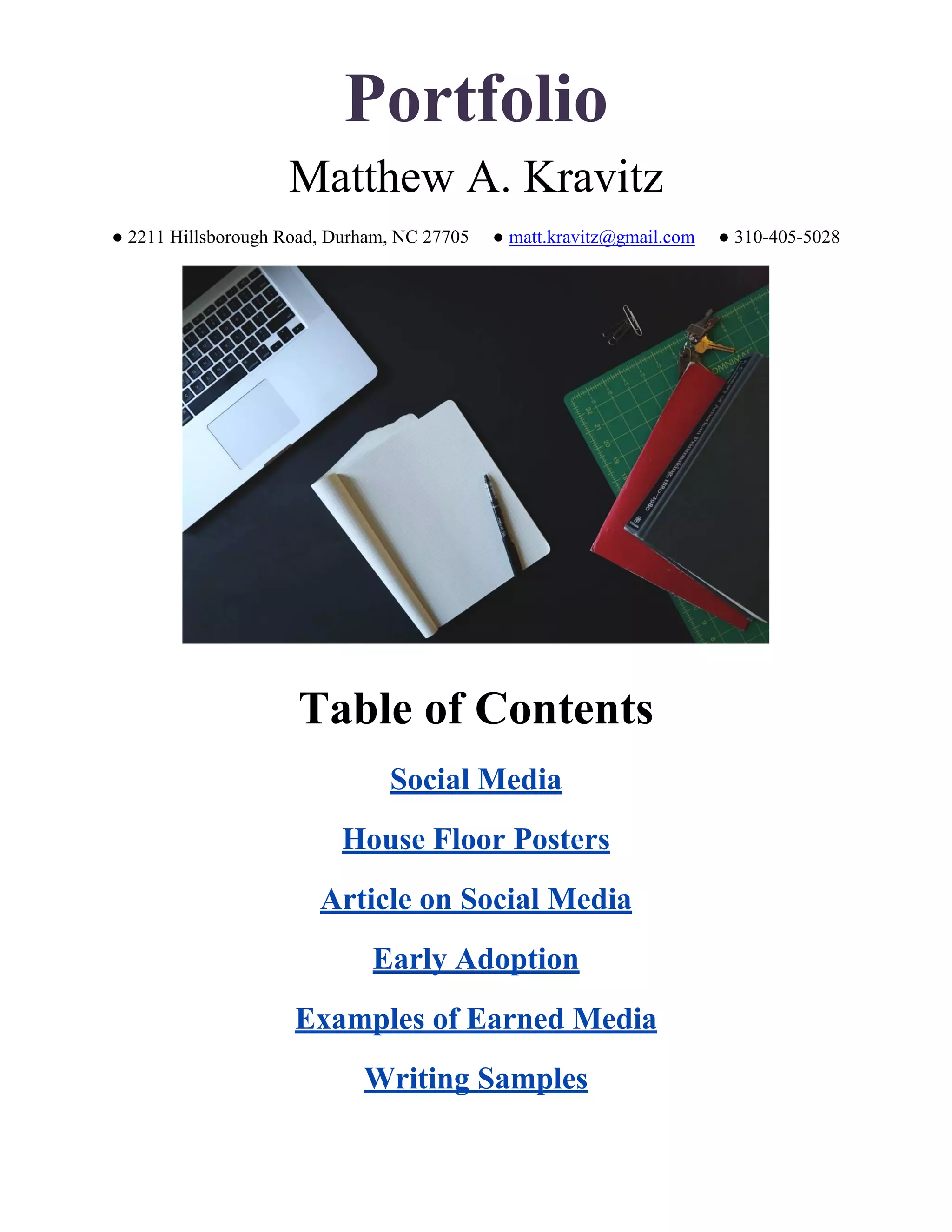 Matthew Kravitz Portfolio & Writing Samples | PDF
