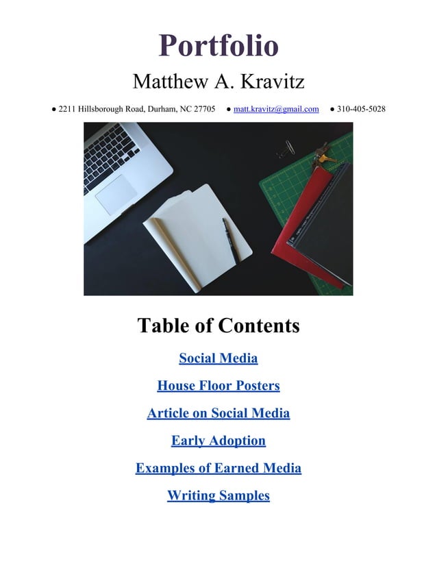 Matthew Kravitz Portfolio & Writing Samples | PDF | Political Issues ...