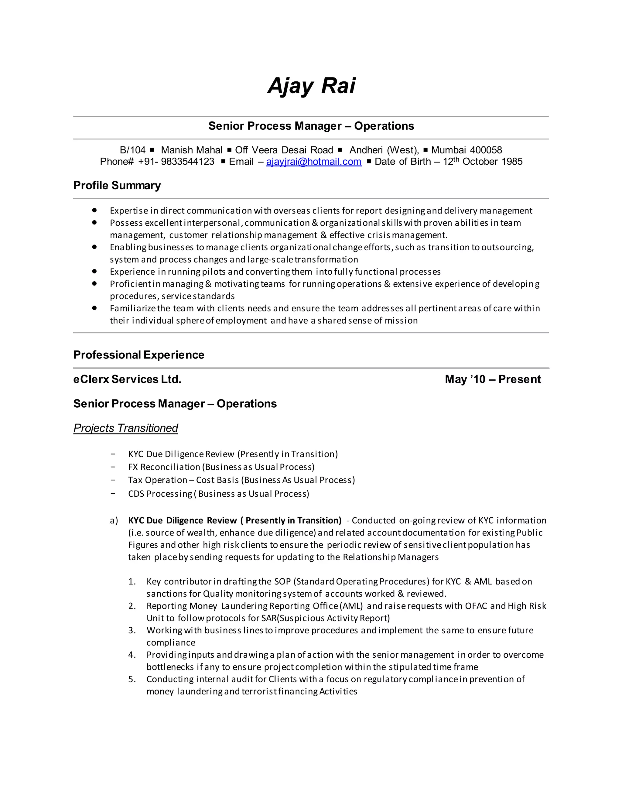 Resume Ajay Rai | DOCX