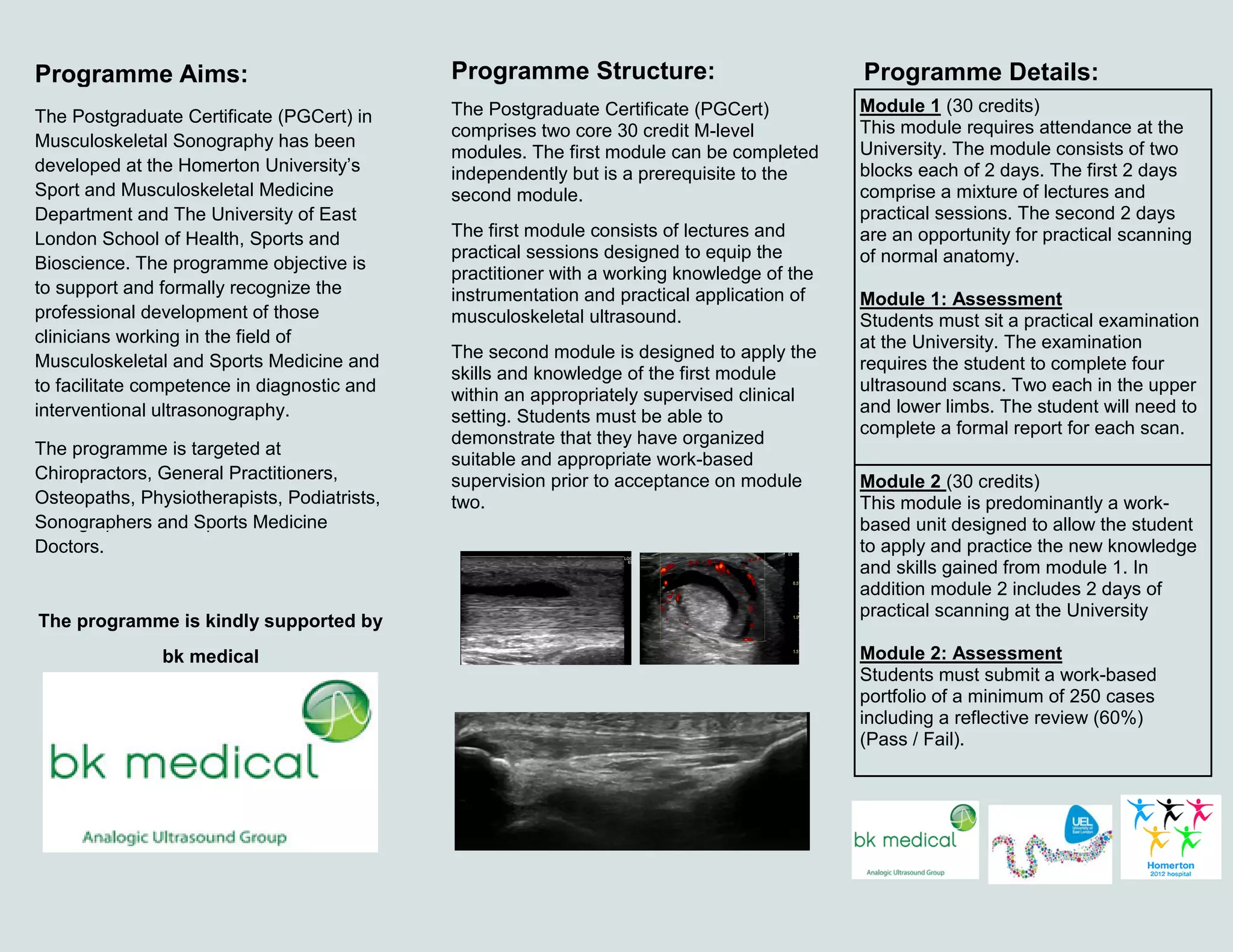 Postgraduate Certificate Musculoskeletal Ultrasound - Course Flyer | PDF