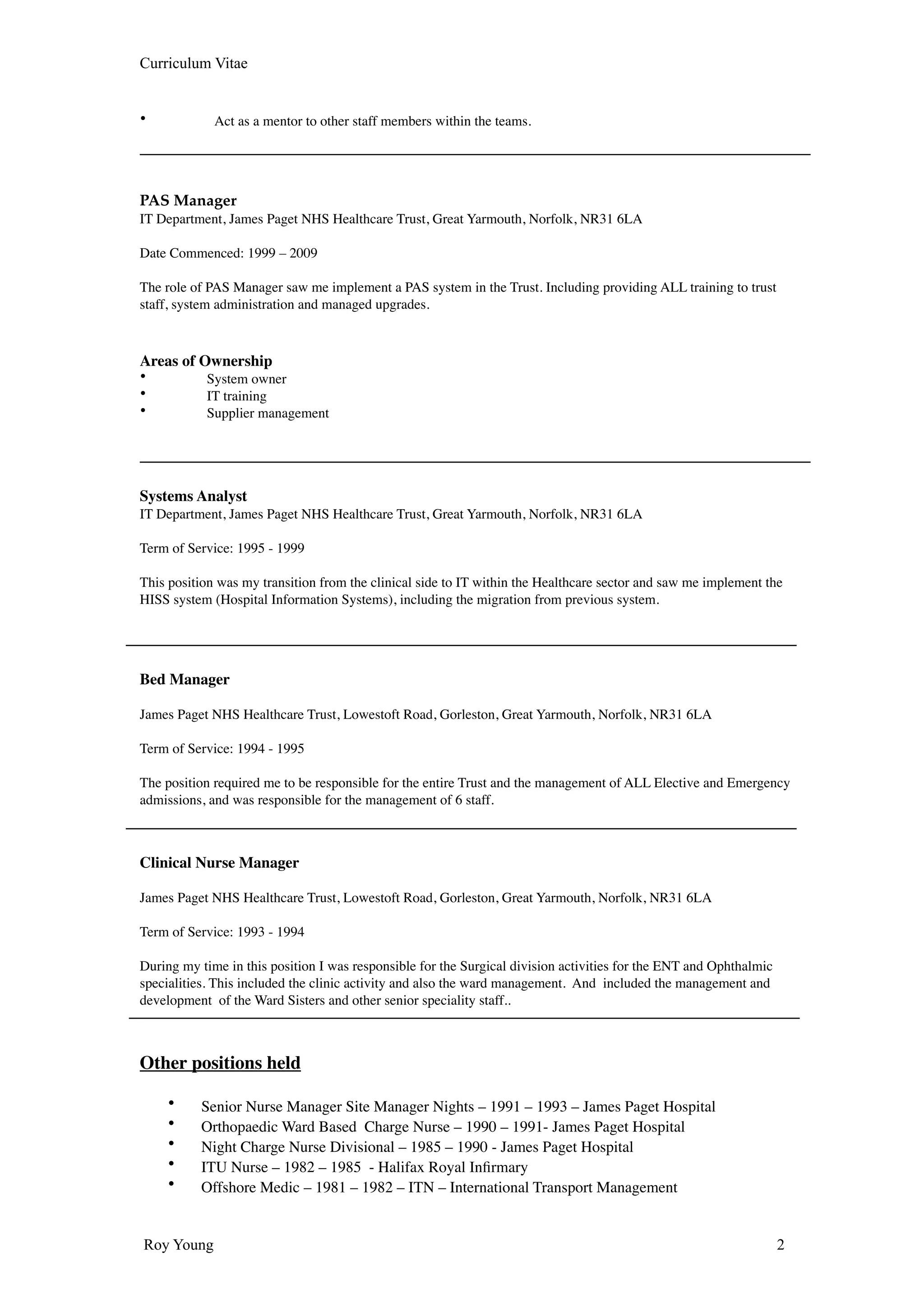 Roy Young CV - June 2015 | PDF