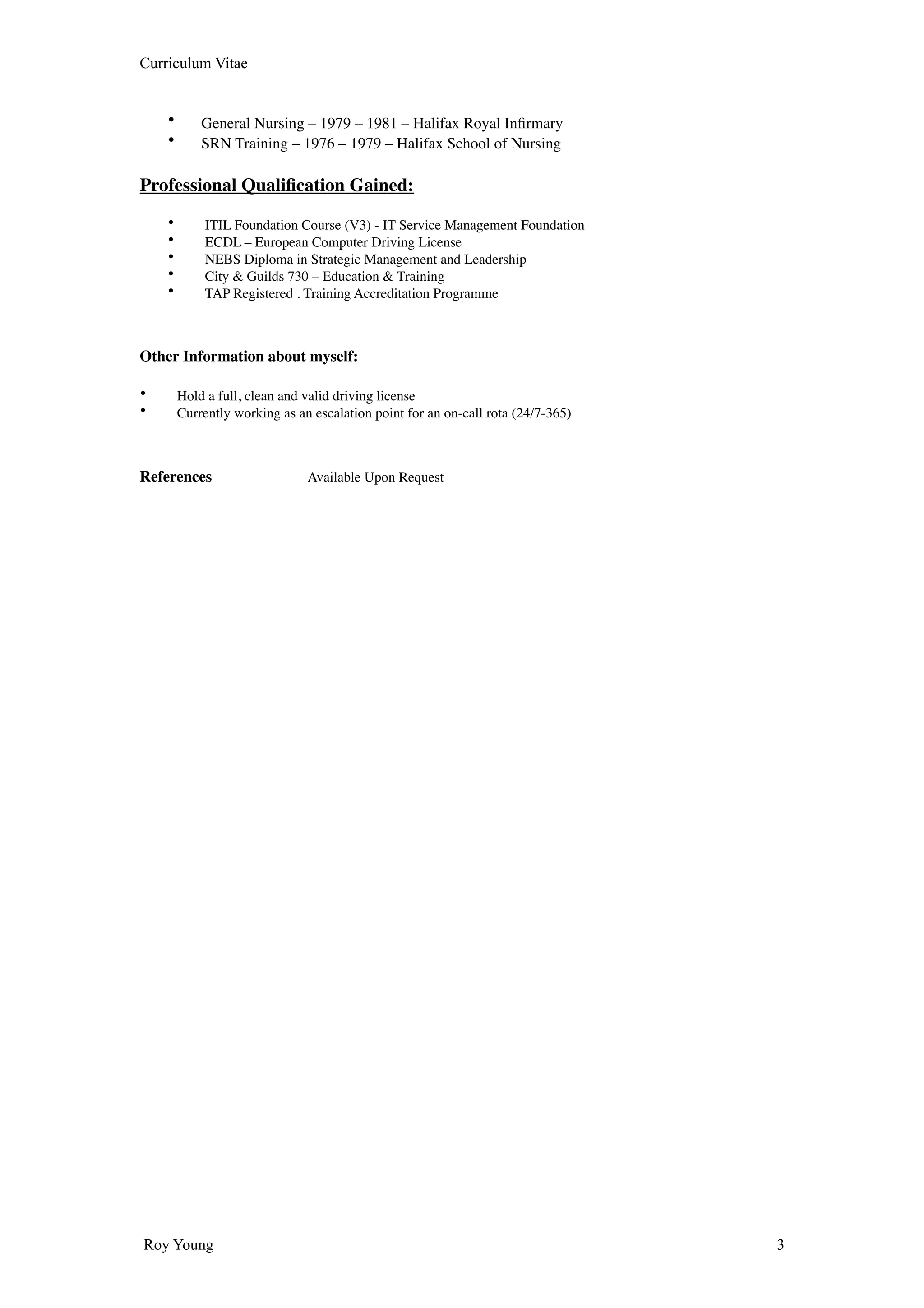 Roy Young CV - June 2015 | PDF