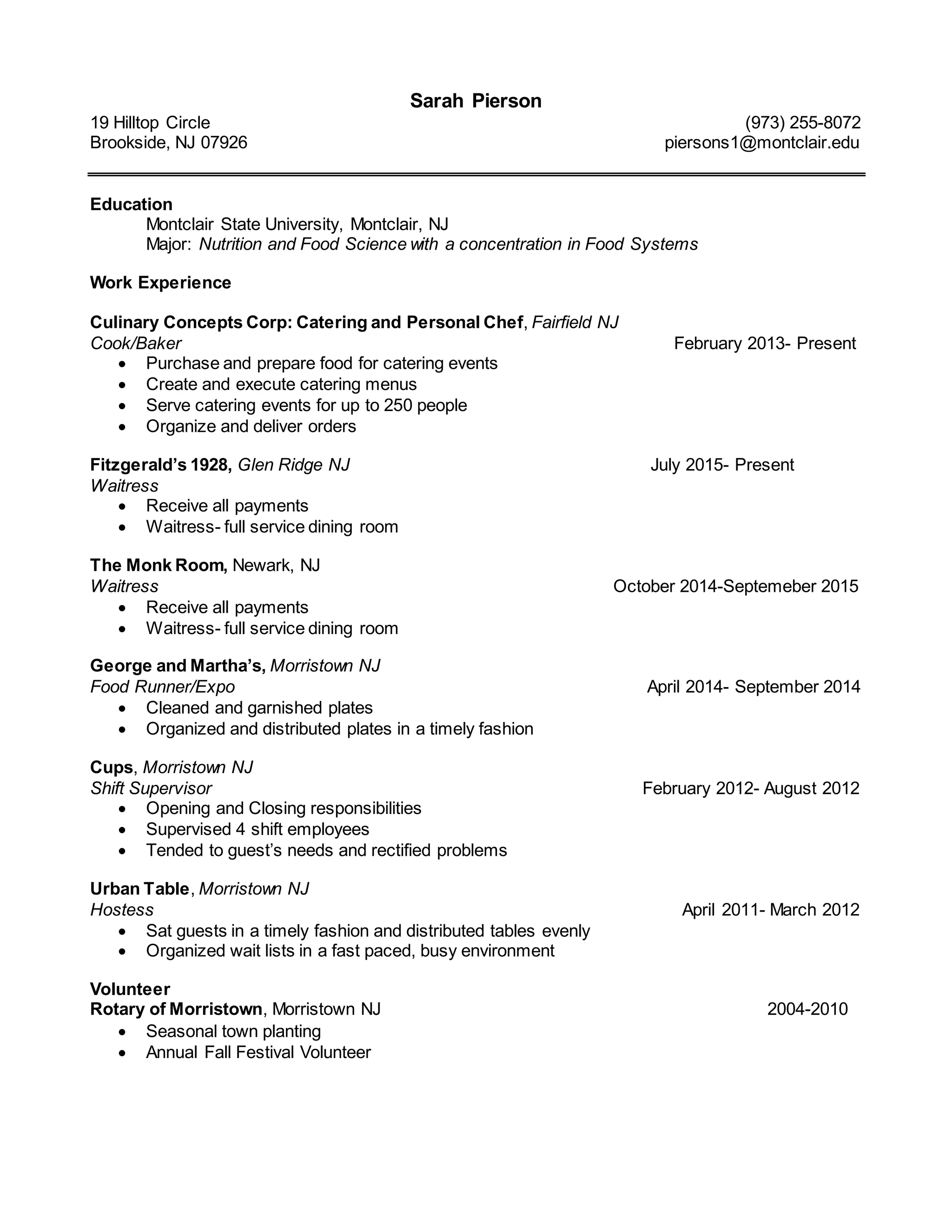 Sarah Pierson Resume. | DOCX