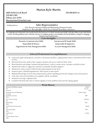 Marion Martin resume 2016 | DOC | Sales | Business