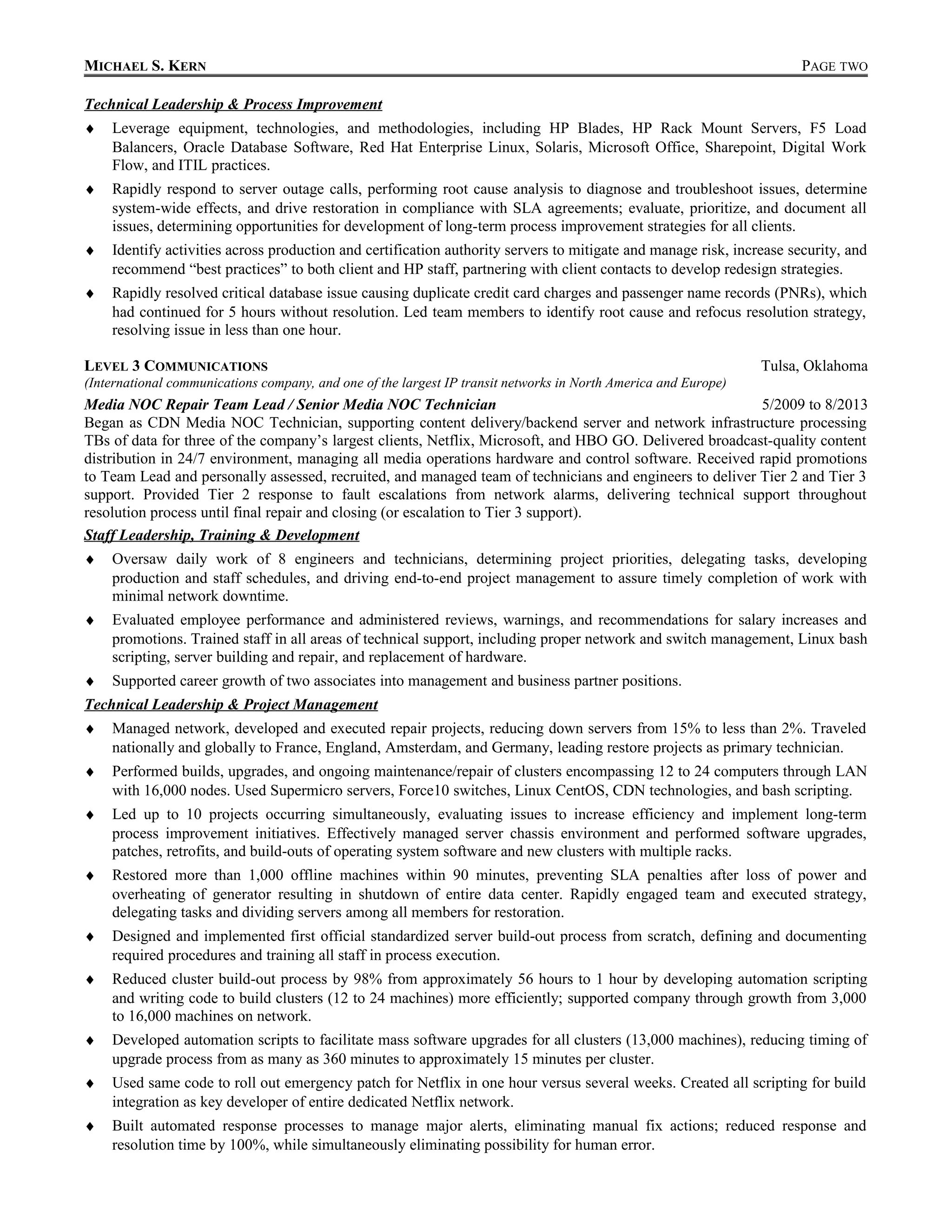 Kern, Michael - Professional Technology Resume v1 | PDF