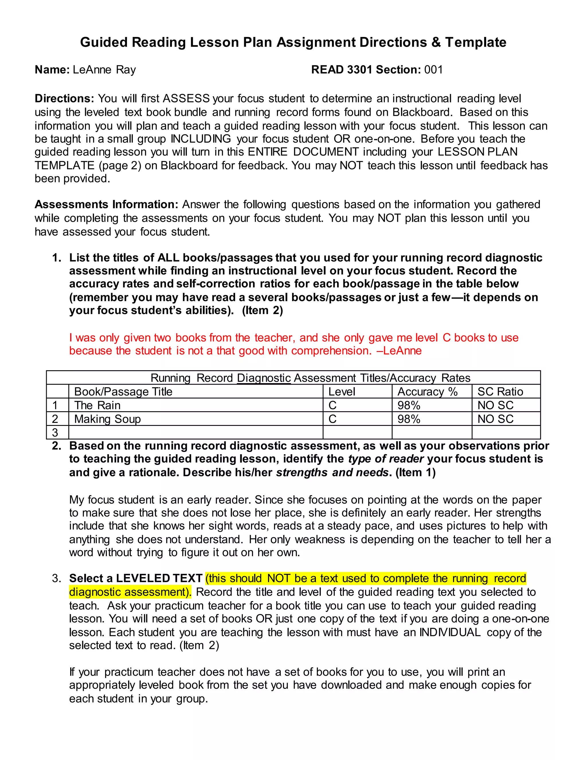 Guided Reading Lesson Plan | PDF