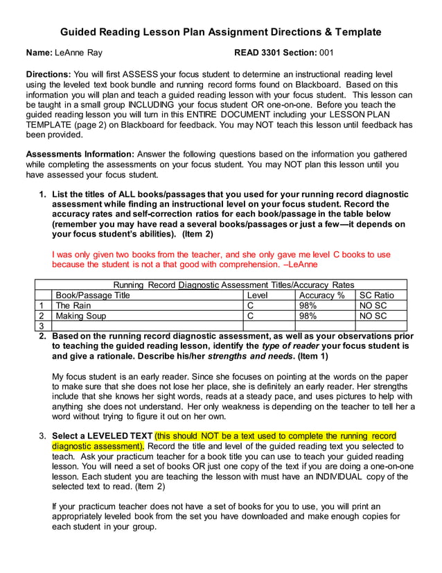 Guided Reading Lesson Plan | PDF