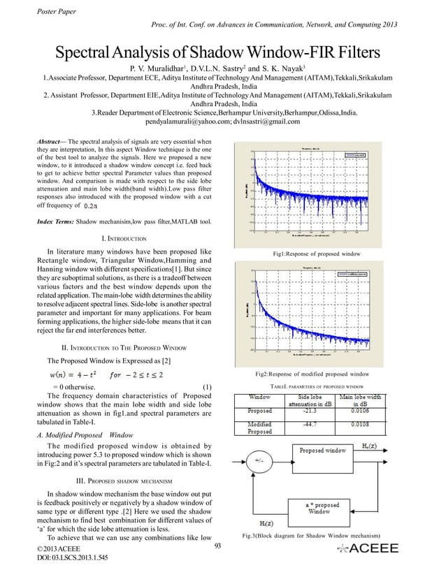 Spectral Analysis of Shadow Window-FIR Filters | PDF