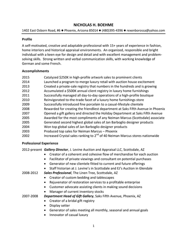 resume Nicholas Boehme | PDF