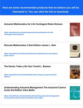 Actuarial Mathematics edition 2 Newton L. Bowers | PDF