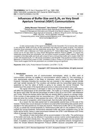 Influences of Buffer Size and Eb/No on Very Small Aperture Terminal ...