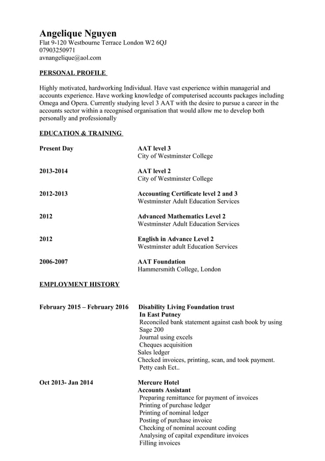 Angelique NguyenCV_Accounts.doc 6 | DOC | Business | Business and Finance