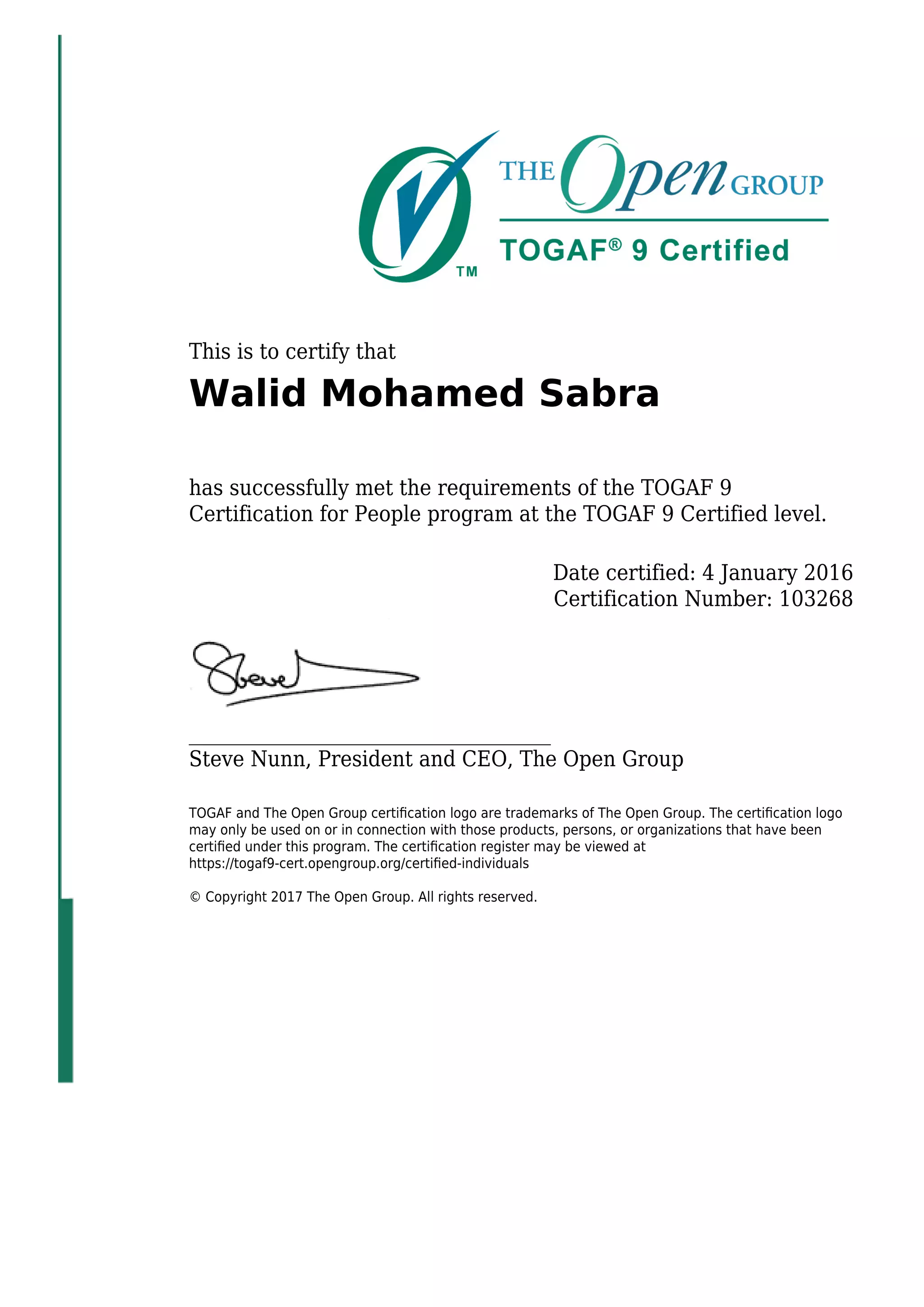 TOGAF® 9 Certification -Certificate-g2yx | PDF