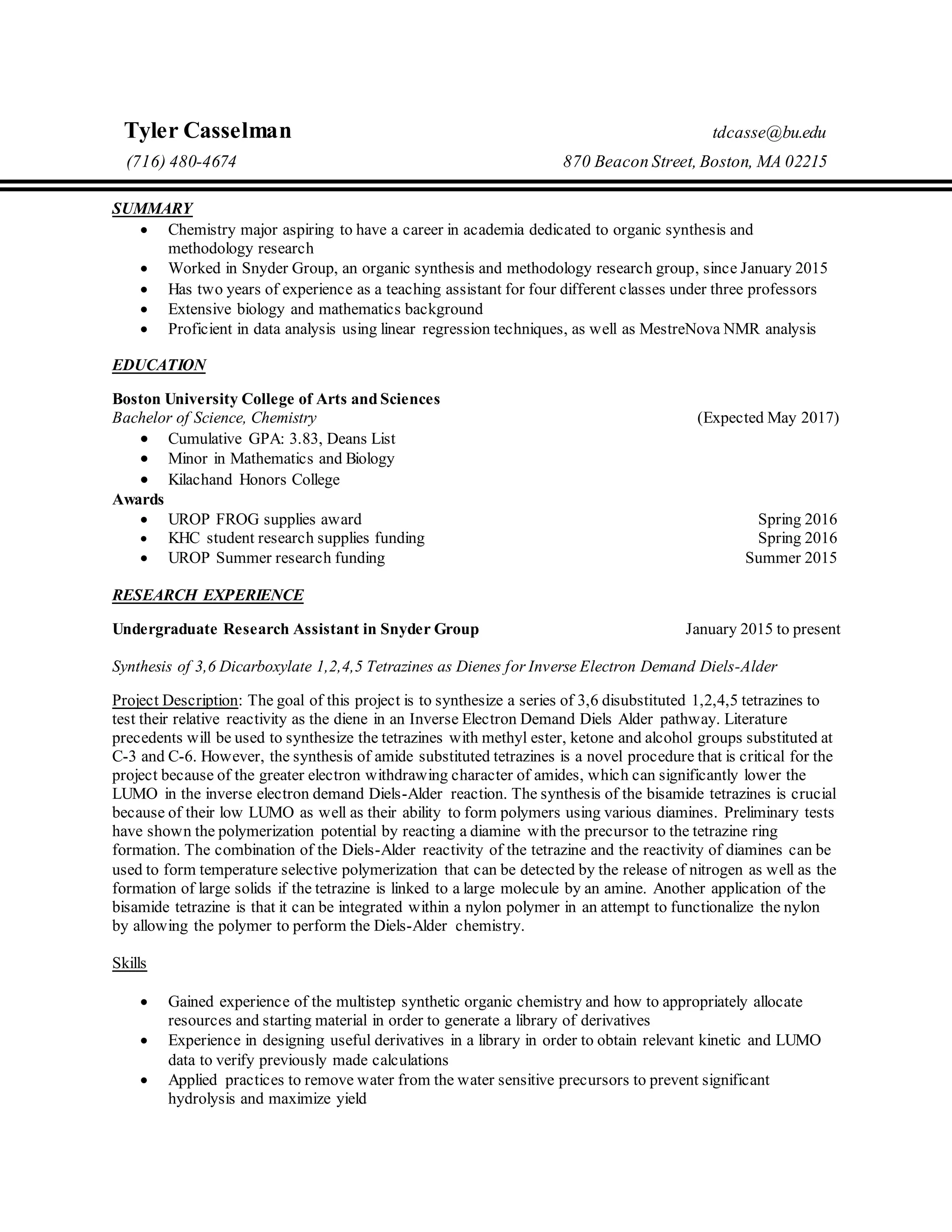 Tyler Casselman CV | DOCX