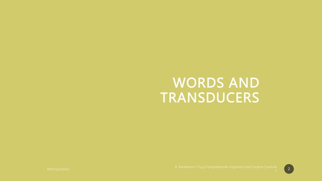 Computational Linguistics Finite State Automata Ppt