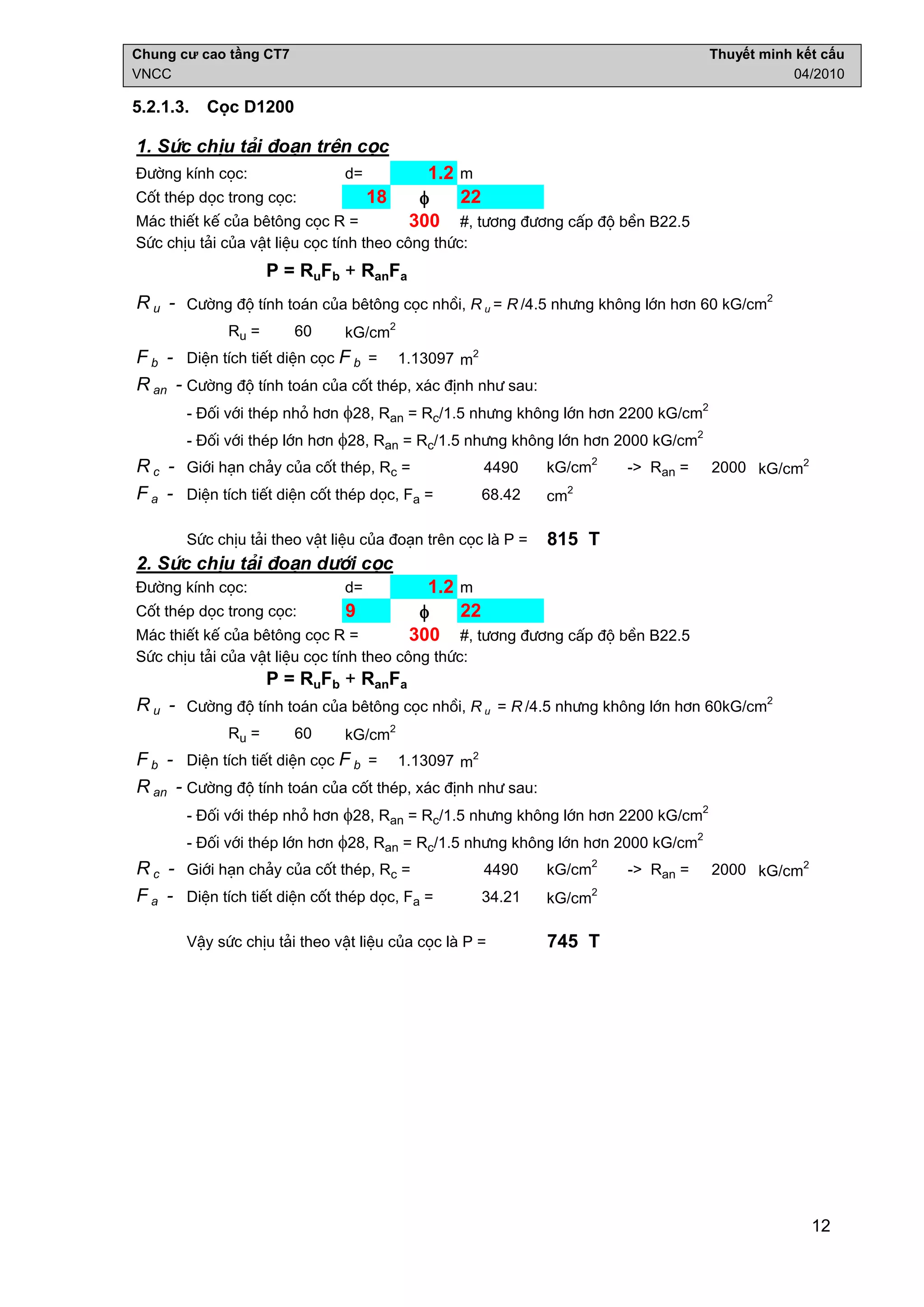 Thuyết minh kết cấu Chung cư cao tầng CT7 | PDF