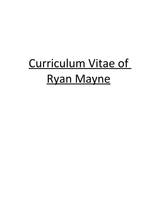 Curriculum Vitae of Ryan Mayne | PDF