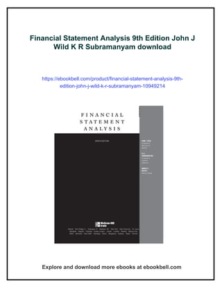Financial Statement Analysis 9th Edition John J Wild K R Subramanyam | PDF