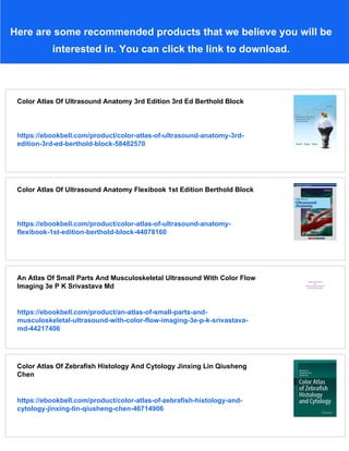 Color Atlas Of Ultrasound Anatomy Berthold Block Tc Telger | PDF