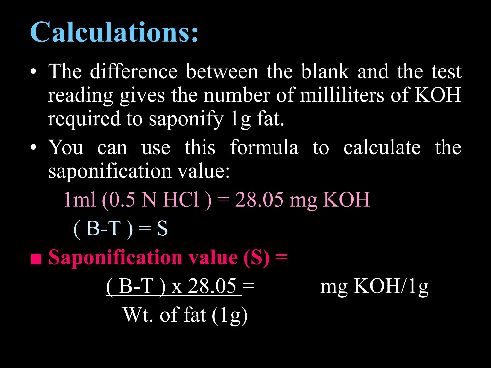 Determination of saponification number in fats and oils | PPT