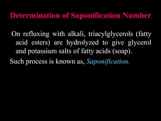Determination of saponification number in fats and oils | PPT