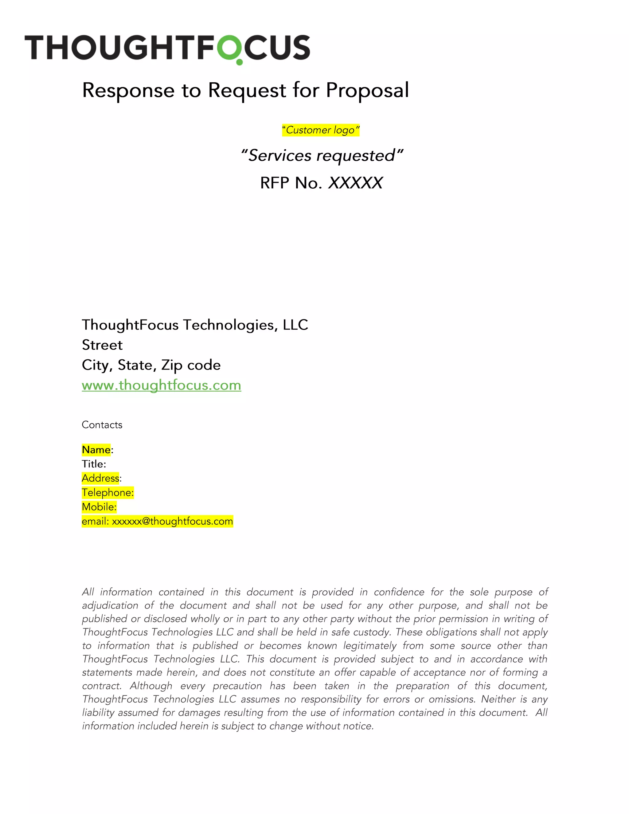 ThoughtFocus RFP response template v1.5 | PDF