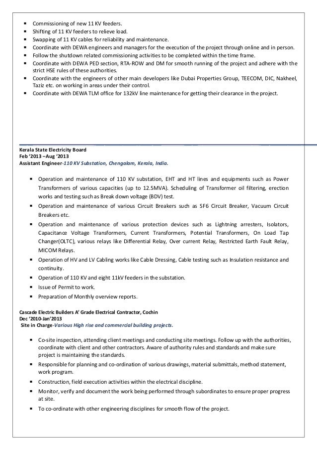 CV of Kiran - Electrical Engineer 1