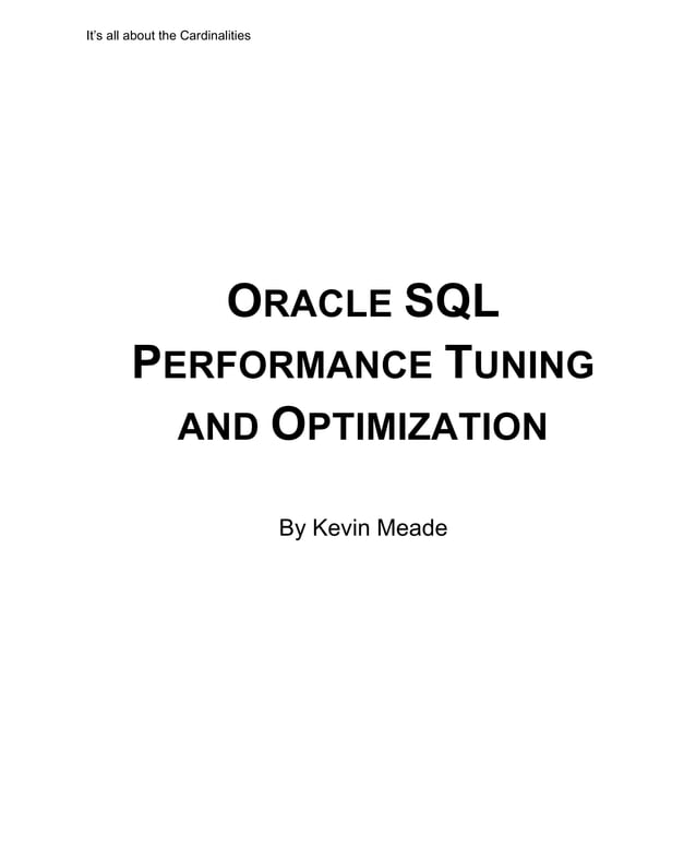 Oracle Sql Performance Tuning And Optimization V26 Chapter 1 Pdf