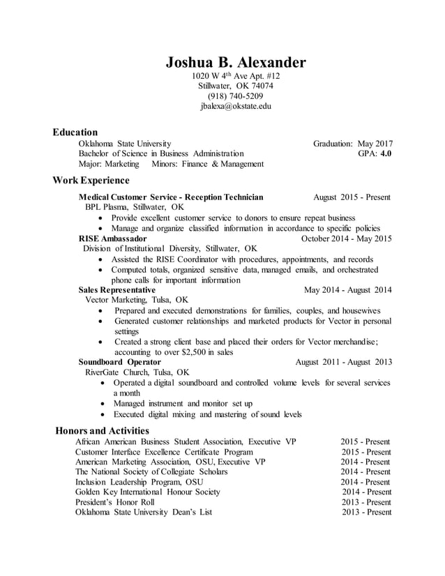 Joshua Benjamin Alexander Resume | DOCX