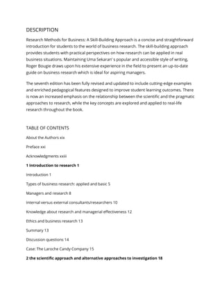 Research Methods For Business A Skill Building Approach 7th Edition ...