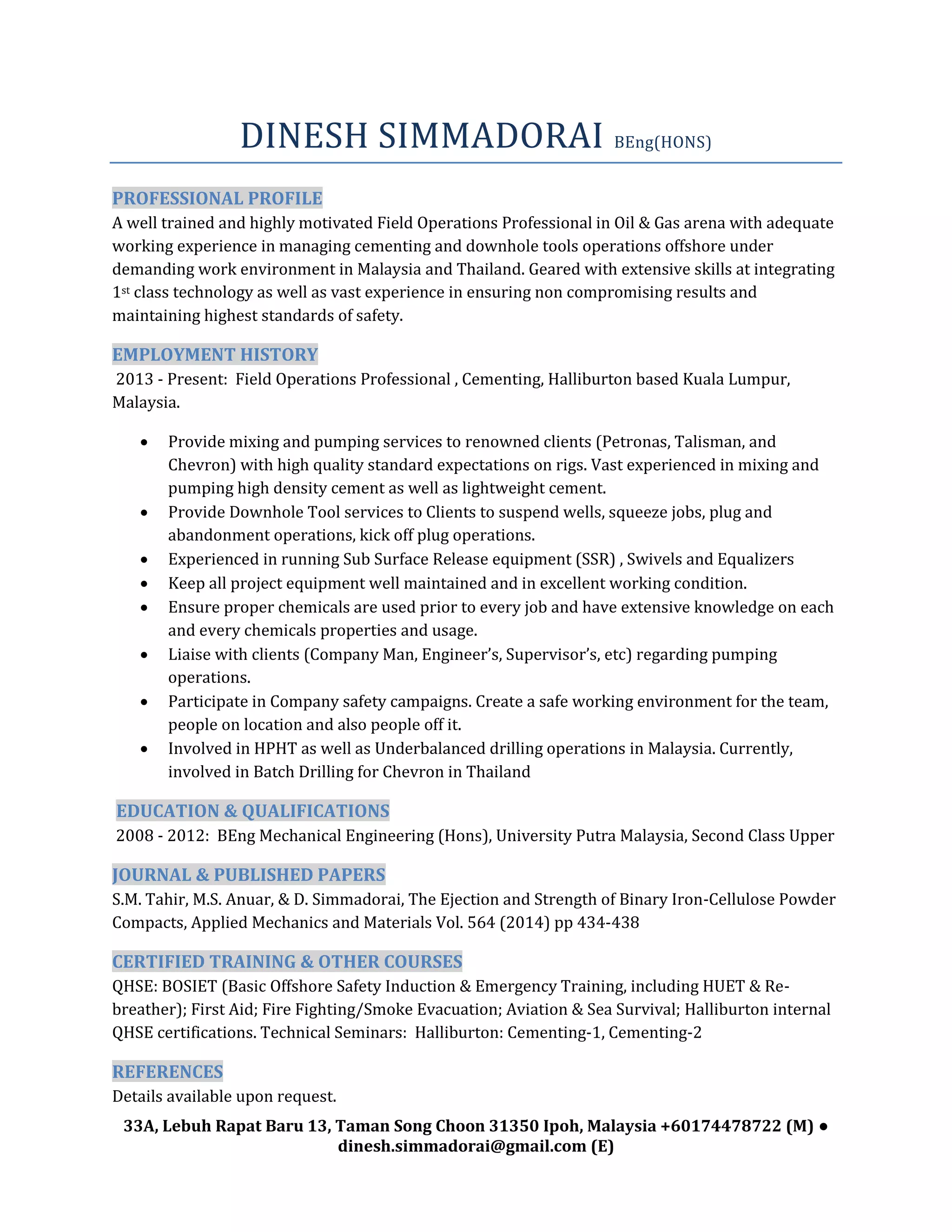 Dinesh Simmadorai CV | PDF