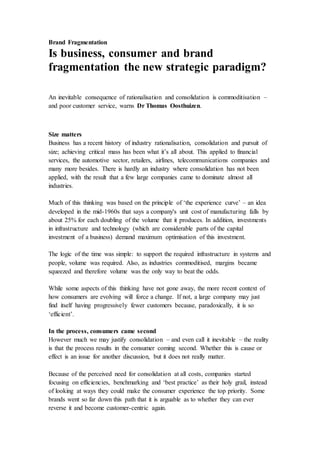 Brand Fragmentation - Consolidation+commoditisation - MIKE'S FINAL ...