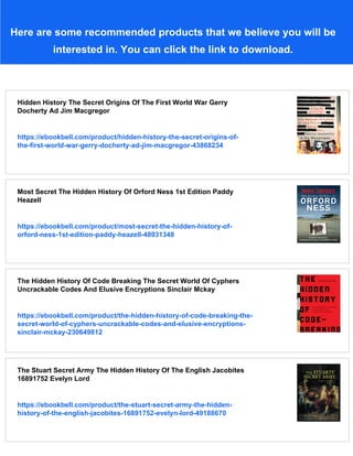 Hidden History The Secret Origins Of The First World War Docherty | PDF