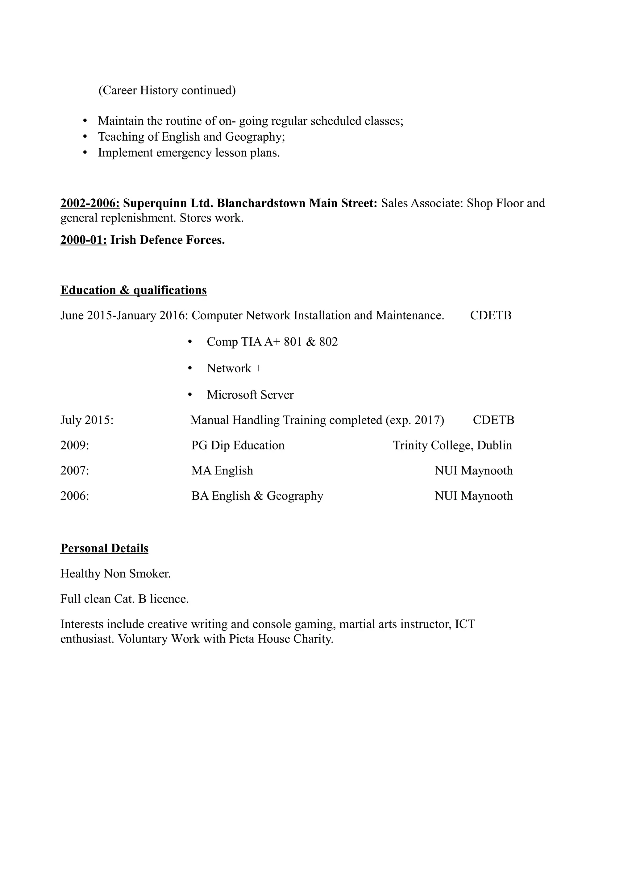 cv2015updated | ODT | Professional School | Postgraduate Education