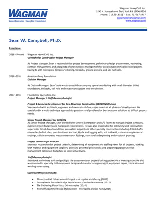 Campbell Sean | PDF | Civil Engineering Industry | Industries